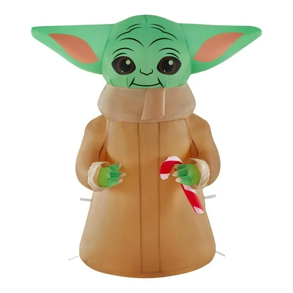 Grogu (Small Candy Cane) - Star Wars Gemmy Airblown Inflatable Yard Figures